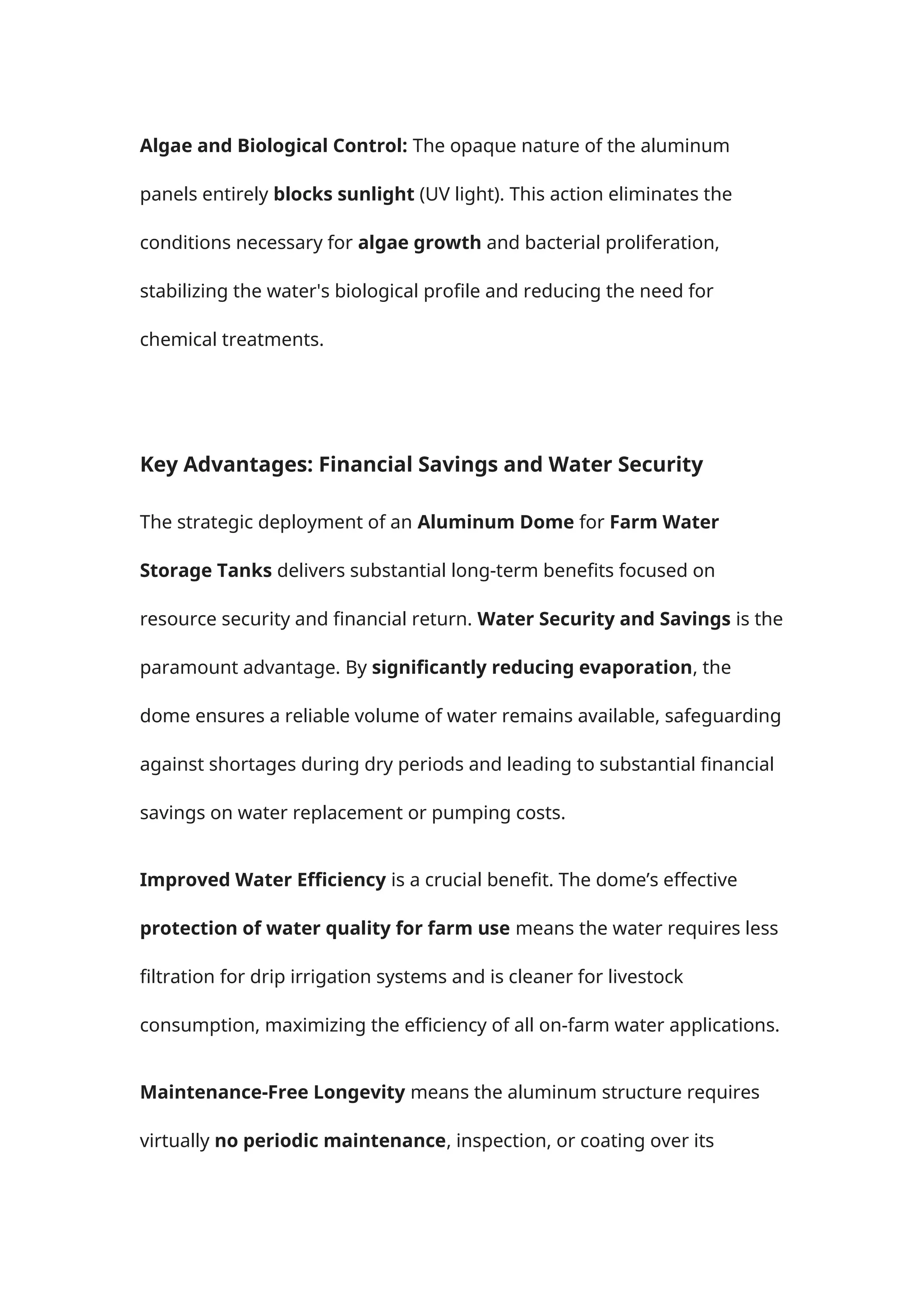 Aluminum Dome for Farm Water Storage Tanks Significantly Reduces ...