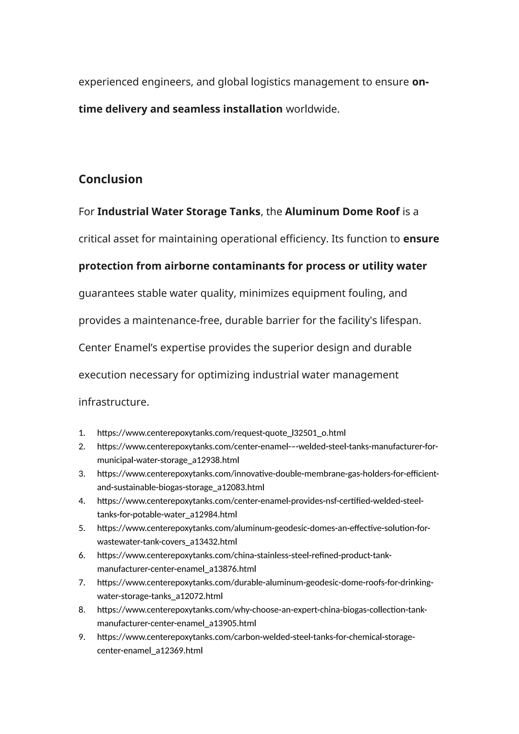 Aluminum Dome for Industrial Water Storage Tanks Ensures Protection ...