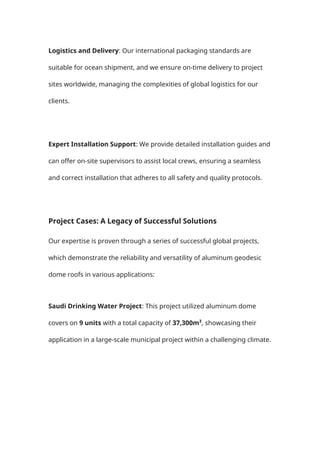 Aluminum Dome Roofs for Drinking Water Tanks Shield Water from Debris ...