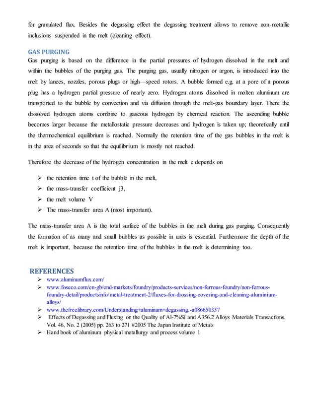Aluminum fluxes and degassing methode | DOCX