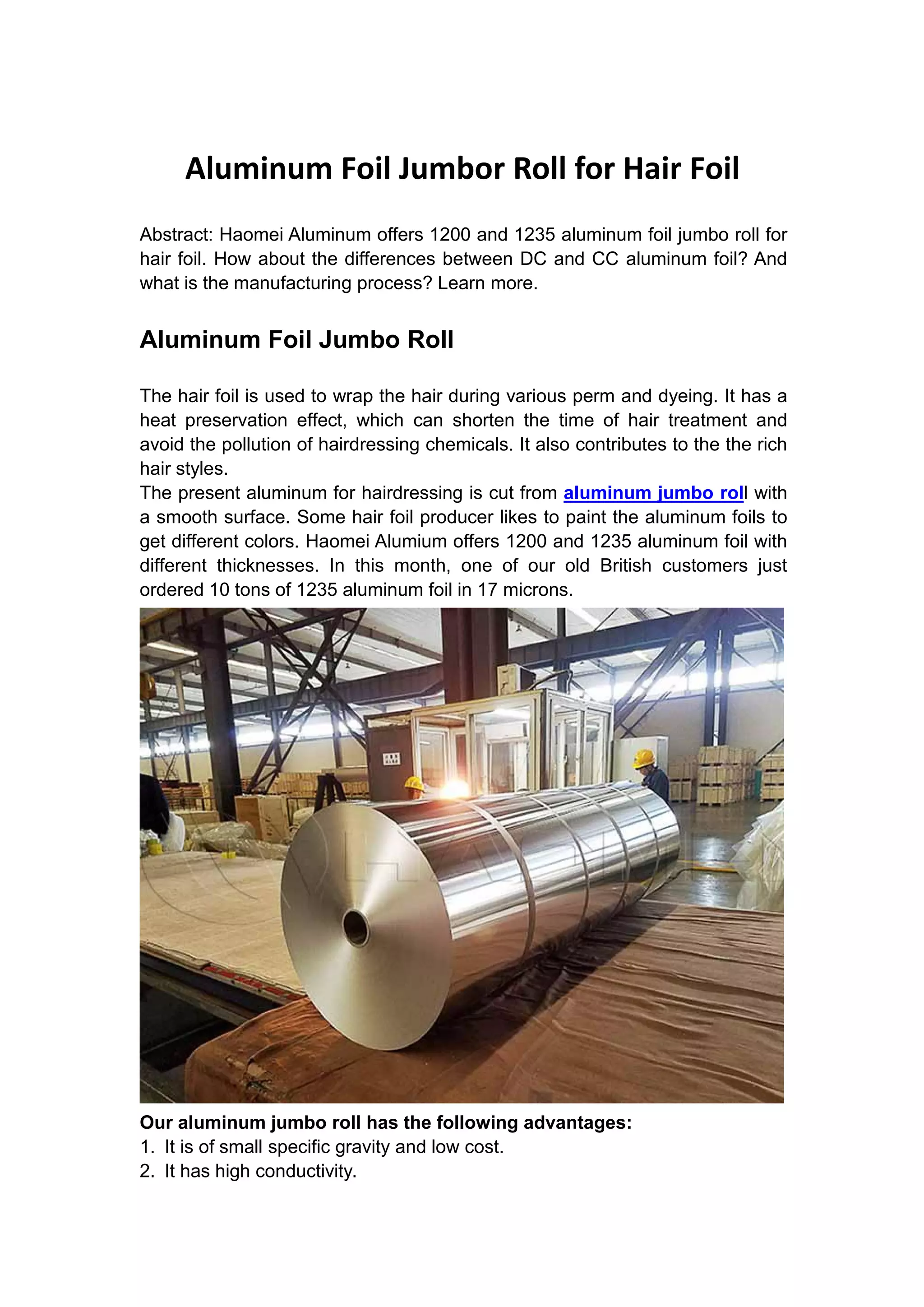 Aluminum Foil Jumbor Roll for Hair Foil | PDF