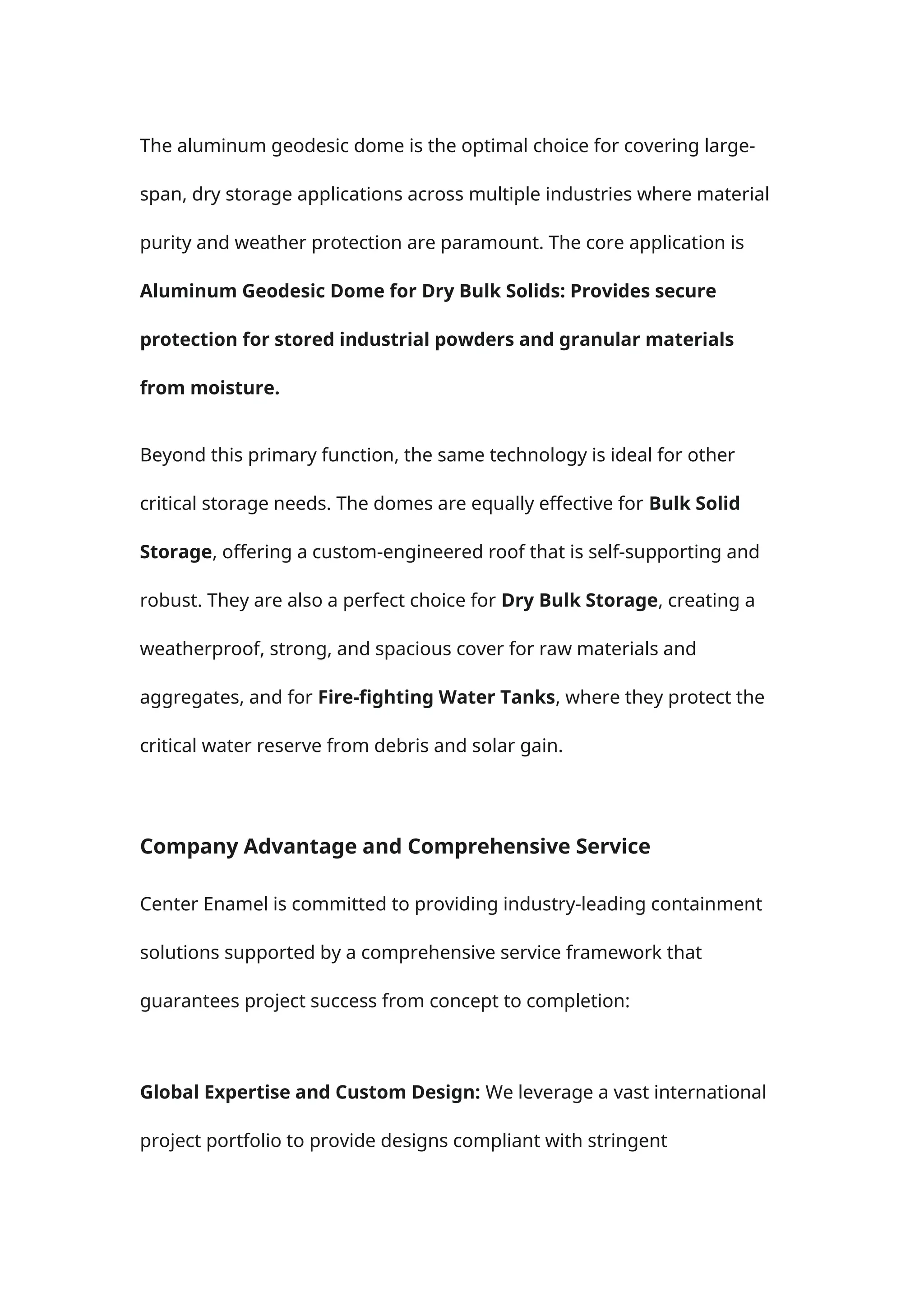 Aluminum Geodesic Dome for Dry Bulk Solids Provides Secure Protection ...