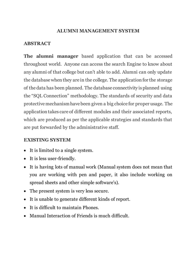 Alumni management system | DOCX