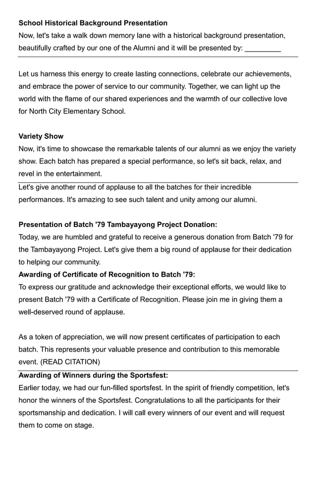 alumni script.docx | Summer Olympic Sports | Olympic Sports