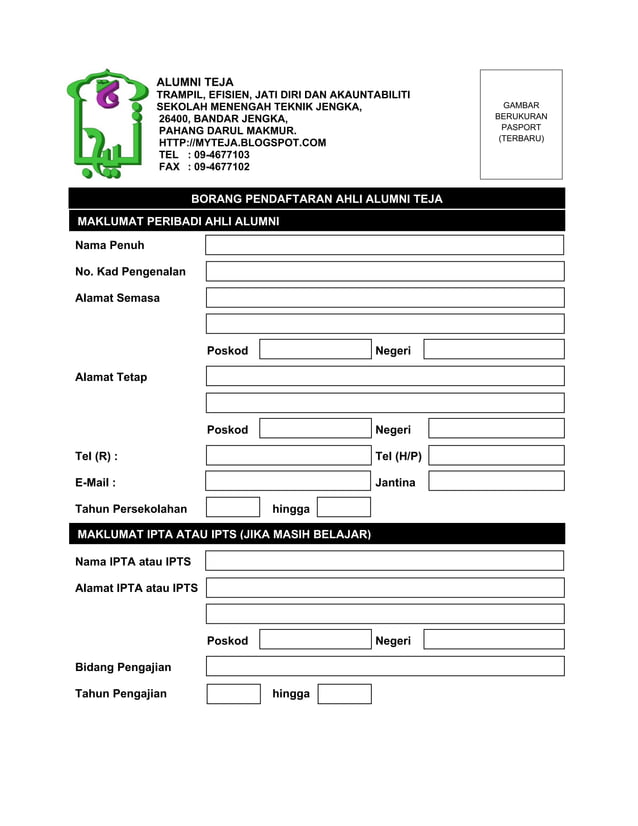 Borang Alumni Teja | PDF