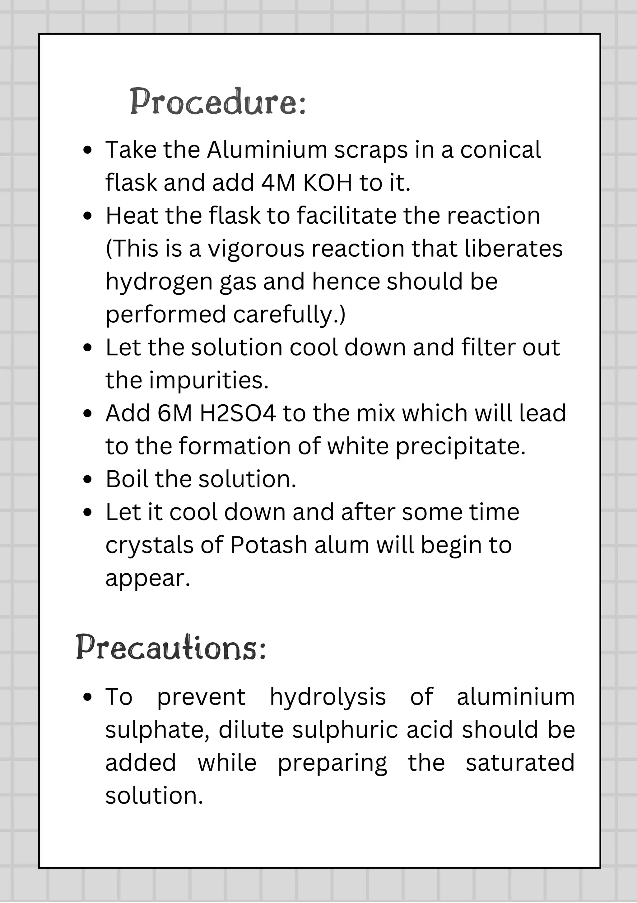 Preparation of Potash Alum from Scrap Aluminium. | PDF