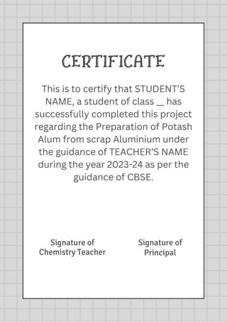 Preparation of Potash Alum from Scrap Aluminium. | PDF