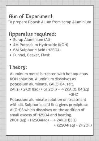 Preparation of Potash Alum from Scrap Aluminium. | PDF