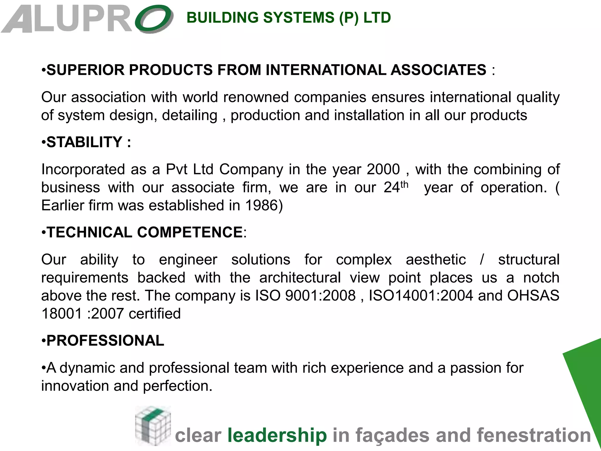 Alupro facade and fenestration presentation | PPTX