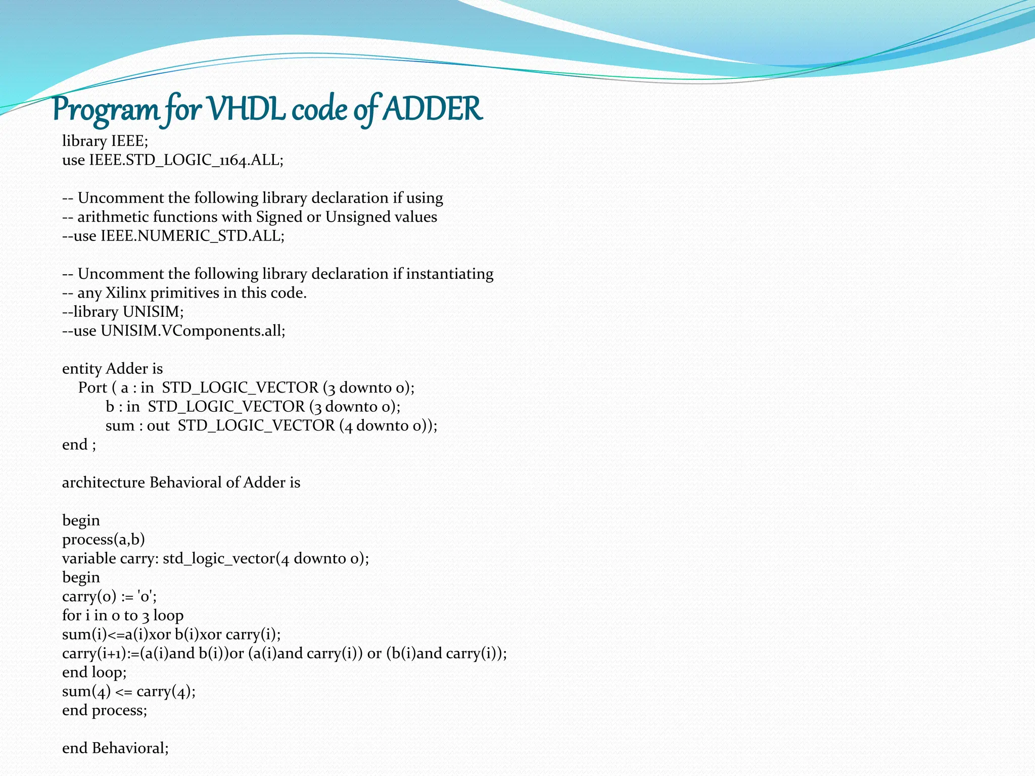Arithmatic logic unit using VHDL (gates) | PPTX
