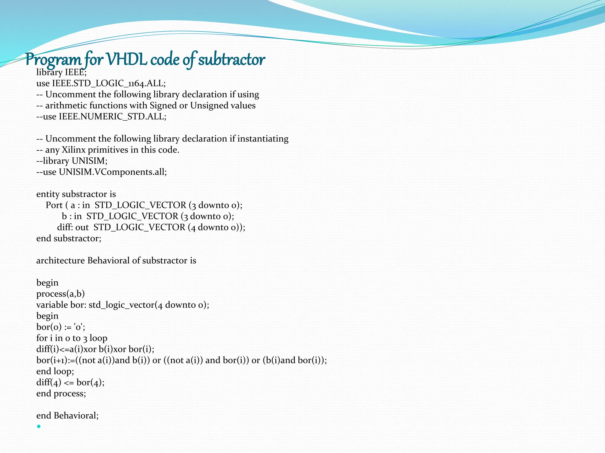 Arithmatic logic unit using VHDL (gates) | PPTX