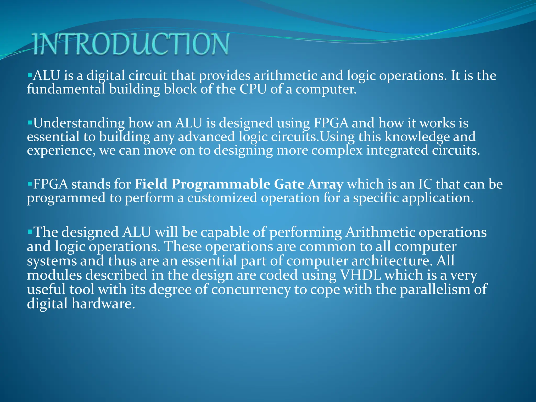 Arithmatic Logic Unit Using Vhdl Gates Pptx 0923