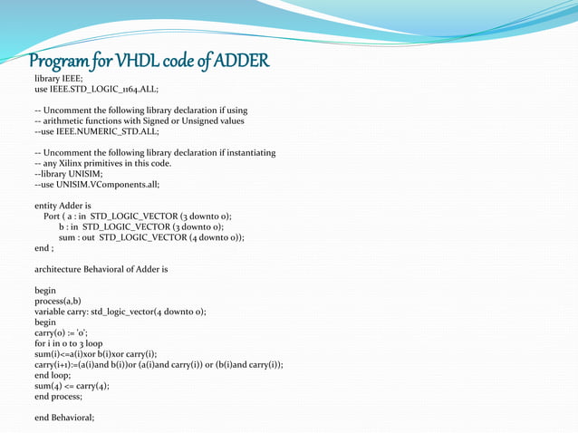 Arithmatic logic unit using VHDL (gates) | PPTX