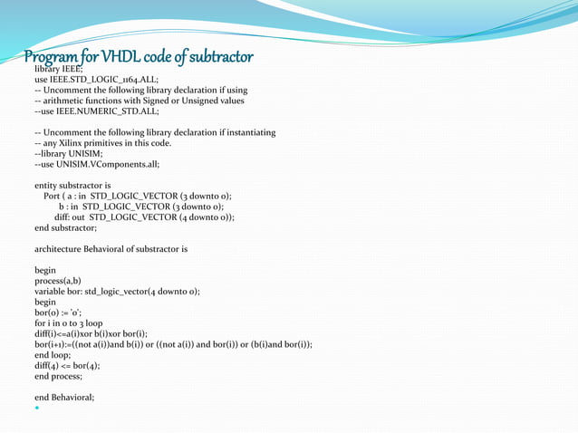 Arithmatic logic unit using VHDL (gates) | PPTX