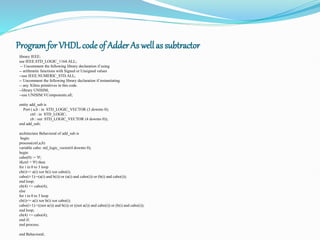 Arithmatic logic unit using VHDL (gates) | PPTX