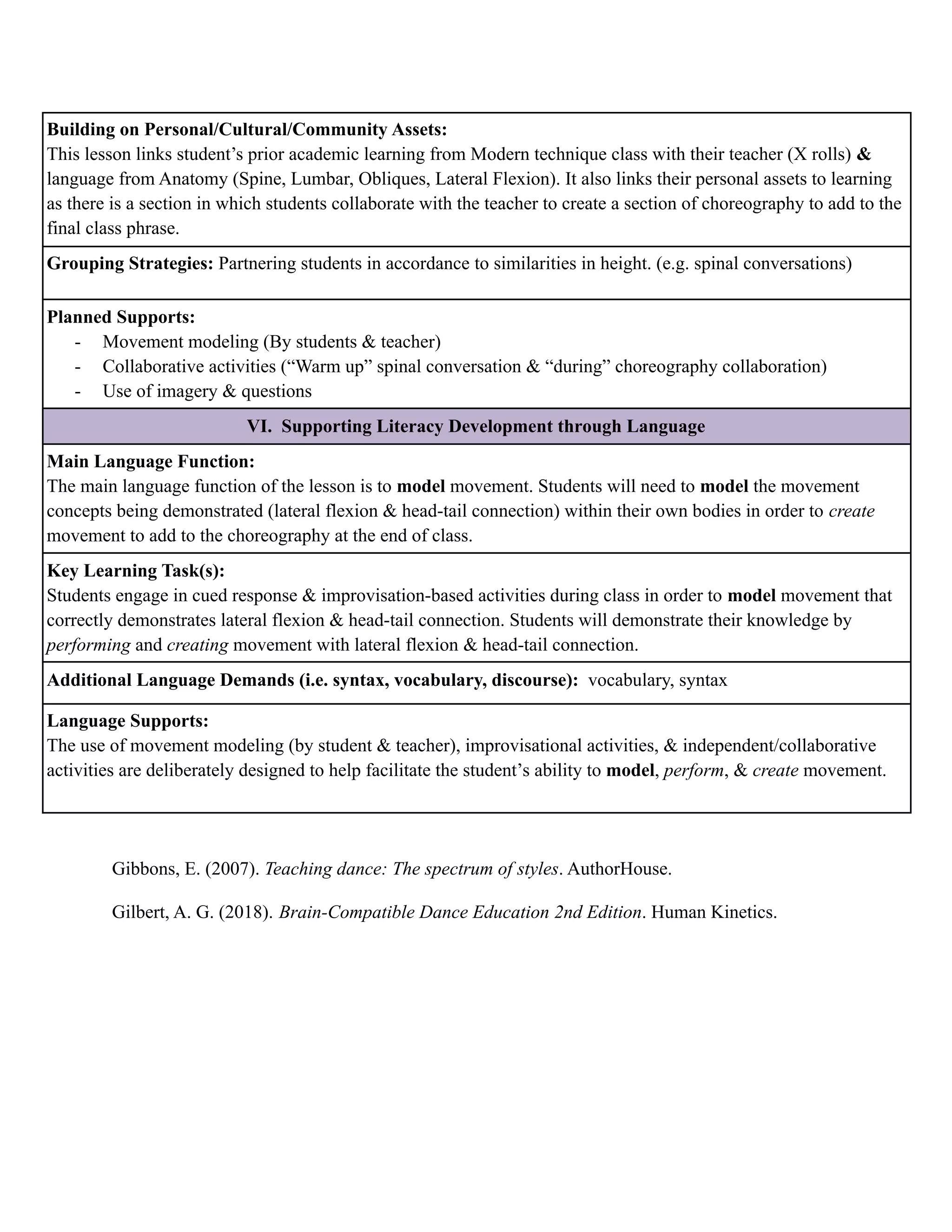 Spinal Mobility Lesson Plan.pdf | Educational Assessment | Education