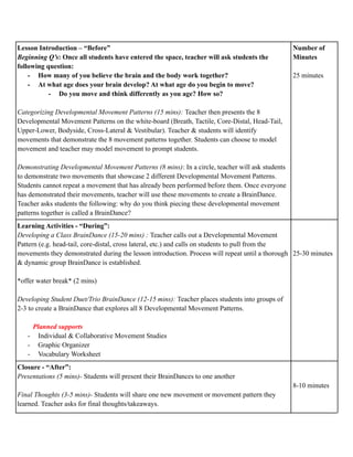 BrainDance Lesson | PDF