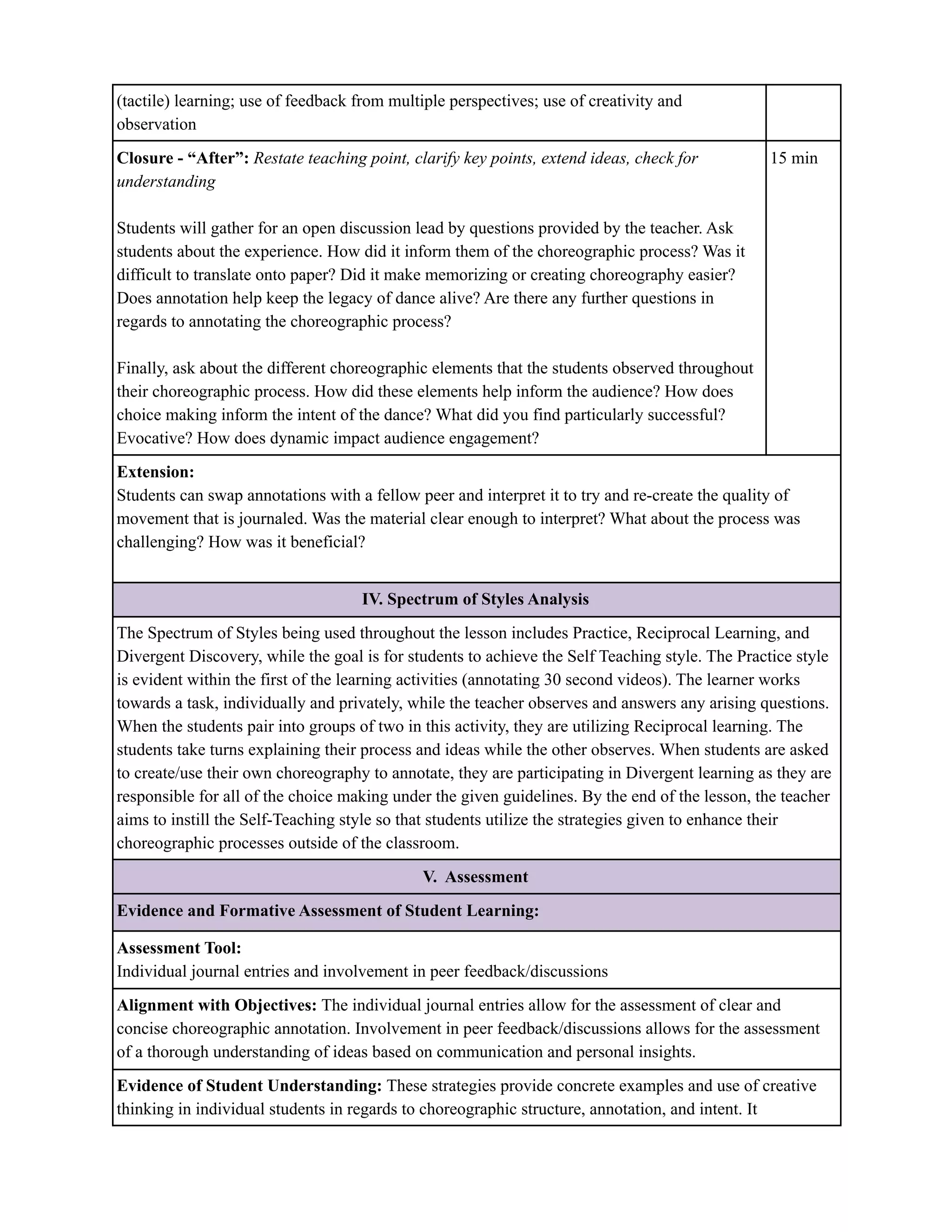 "Producing a Dance Show" Unit Plan | PDF