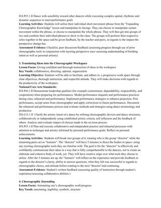 "Producing a Dance Show" Unit Plan | PDF