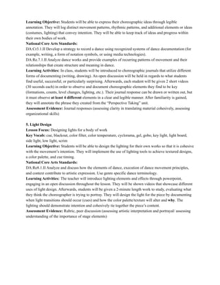 "Producing a Dance Show" Unit Plan | PDF