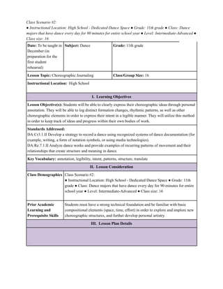 "Producing a Dance Show" Unit Plan | PDF