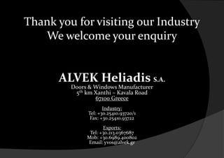 ALVEK PVC FRAMES AND DOORS | PPT