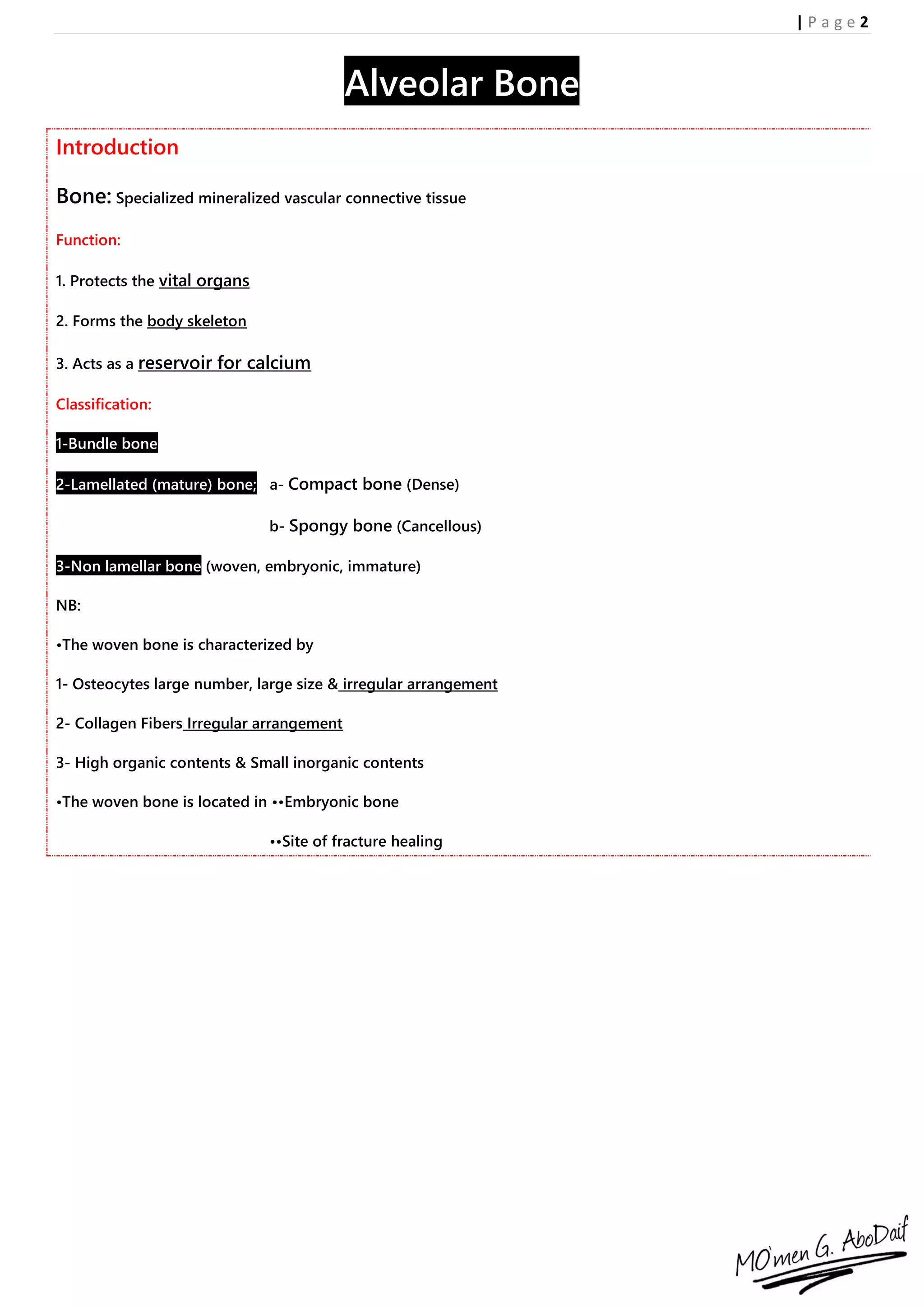 Handout of Alveolar bone Histology | PDF