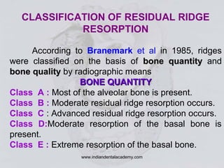 Alveolar bone and its relavance in prosthodontics / dental courses | PPT
