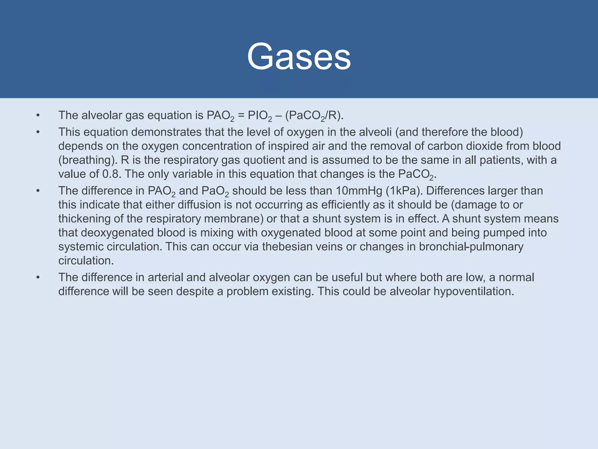 Alveolar gases and diffusion | PPTX