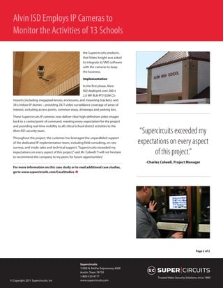Alvin ISD Employs IP Cameras to Monitor Activities at 13 Schools | PDF