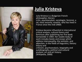 Alvin toffler and julia kristeva | PPT