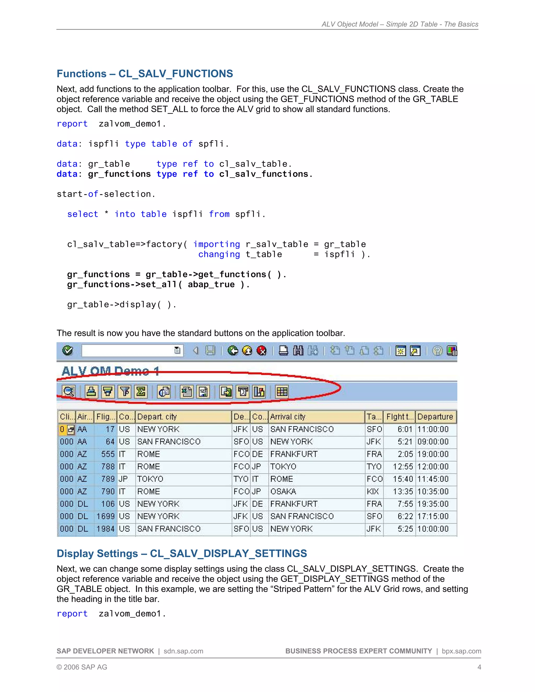 Alv object model simple 2 d table - the basics | PDF