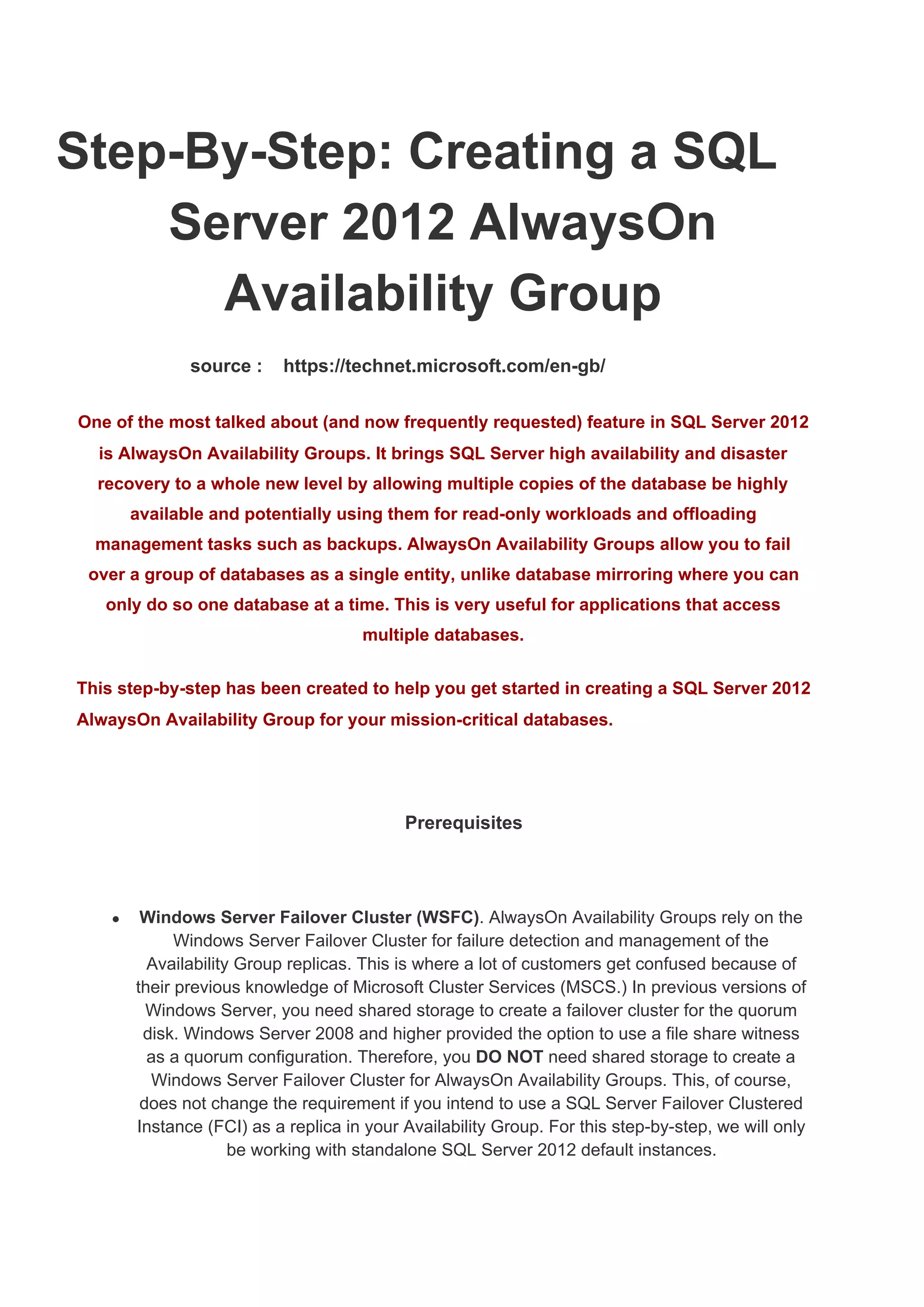 Always on availability group | PDF | Databases | Computer Software and ...