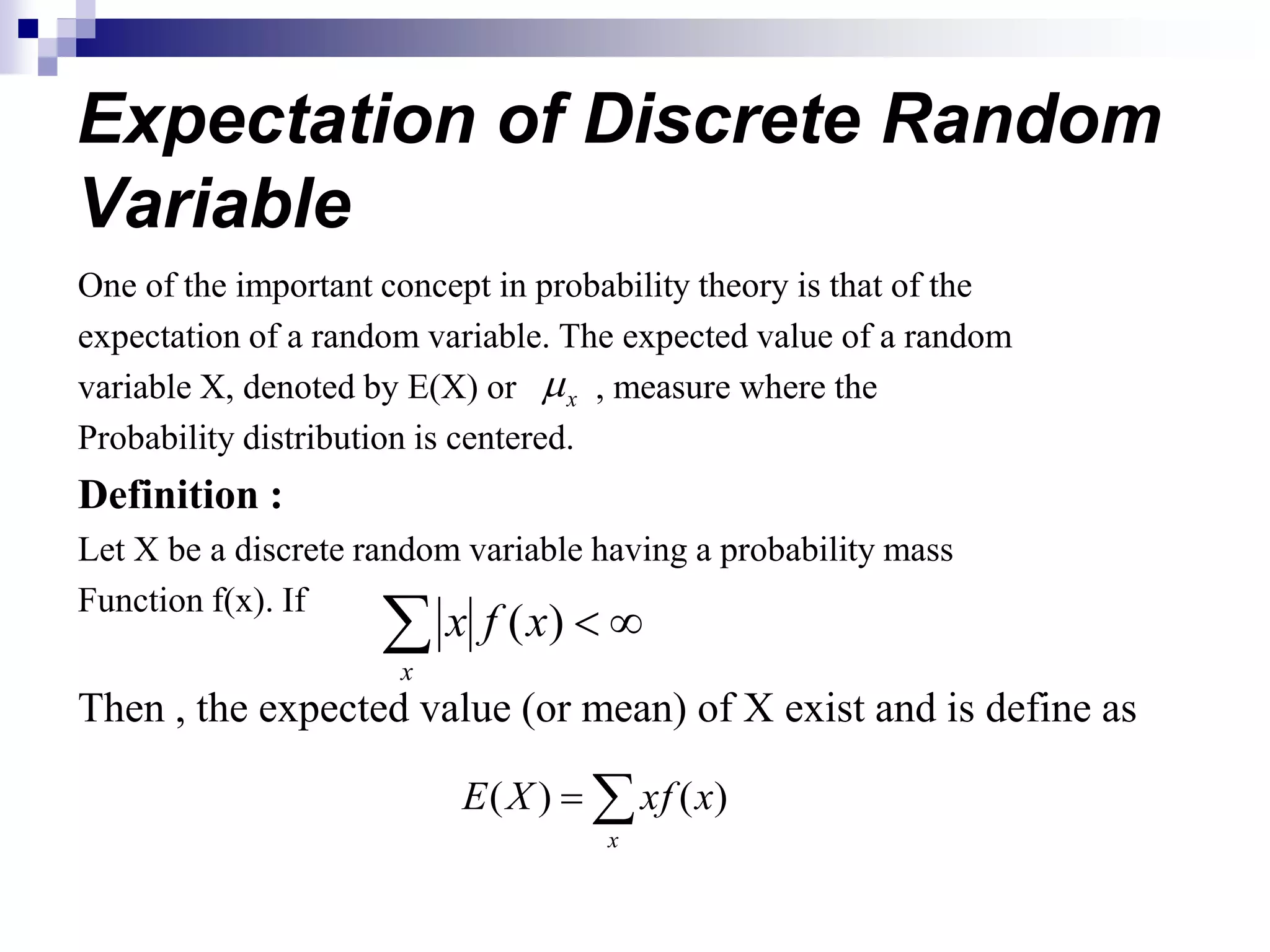 Expectation of Discrete Random Variable.ppt Expectation of Discrete Random Variable.ppt