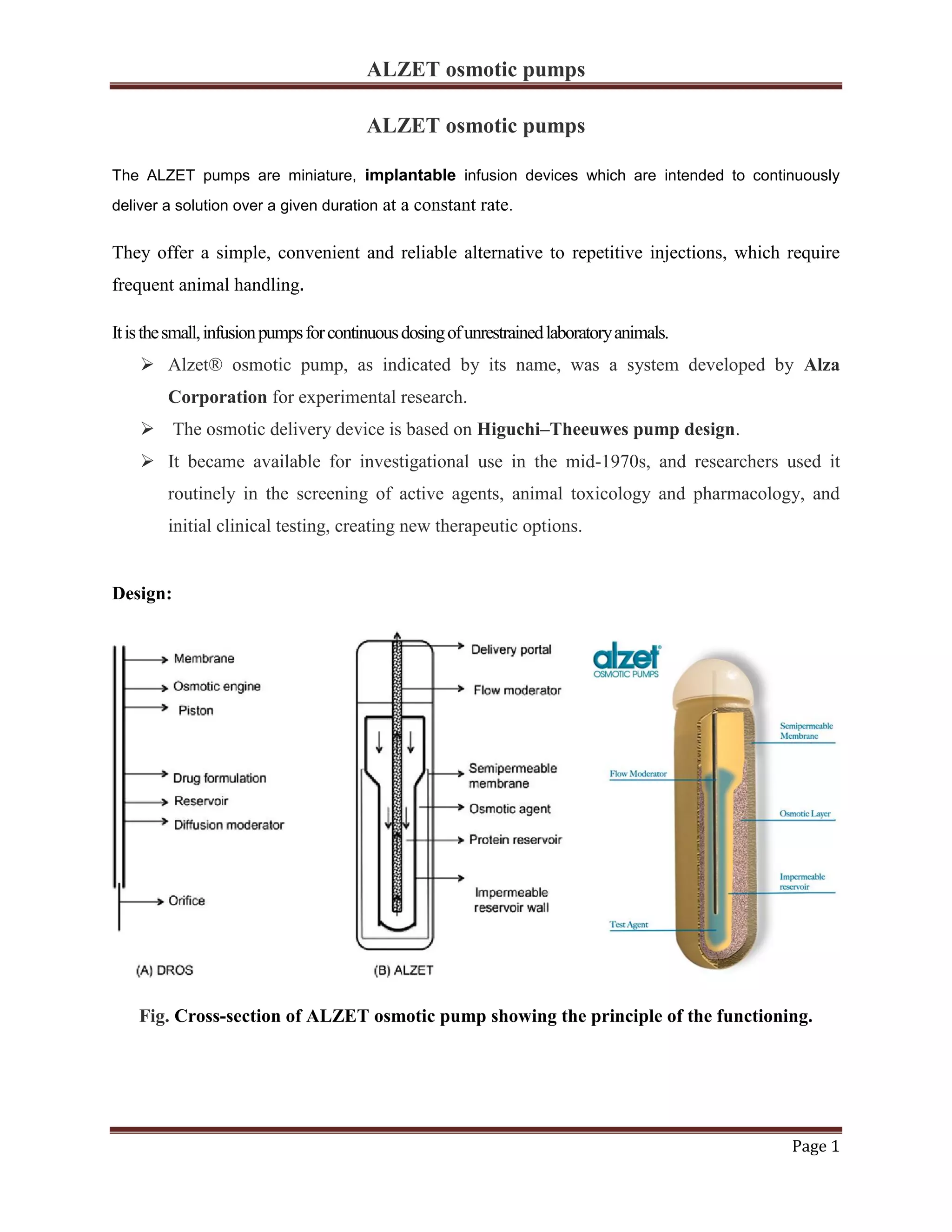 Alzet osmotic pumps | PDF