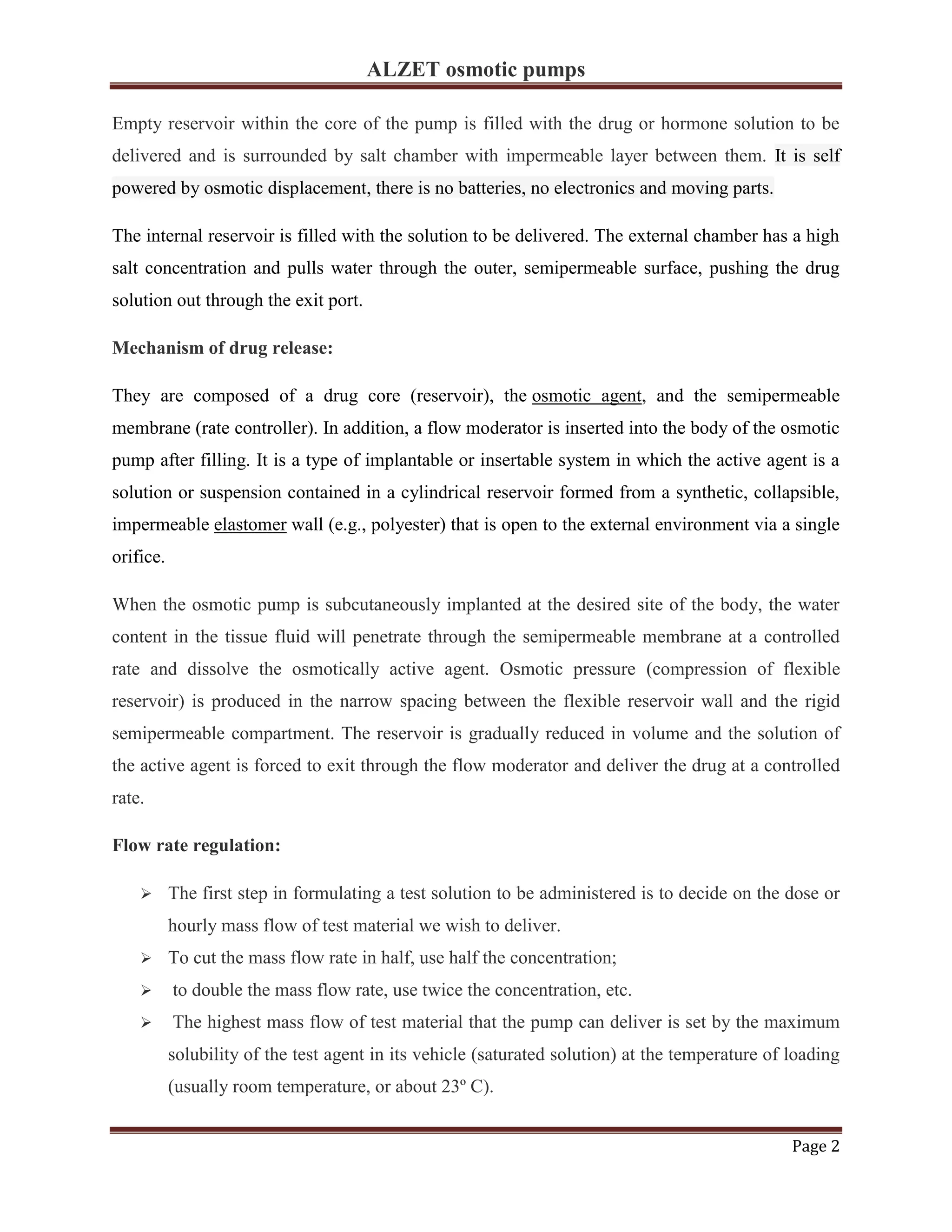 Alzet osmotic pumps | PDF