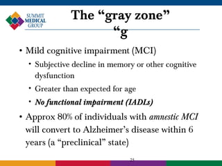 Alzheimer Dementia: The Threshold Between Normal Aging and Disease | PPT