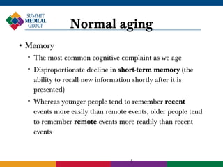 Alzheimer Dementia: The Threshold Between Normal Aging and Disease | PPT