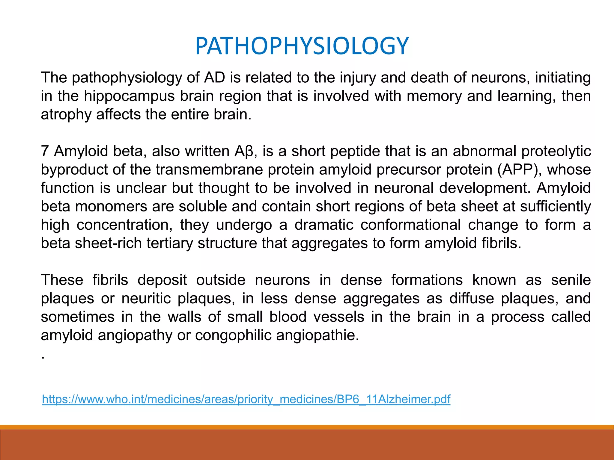 Alzheimer's Disease and its pathophysiology | PPTX