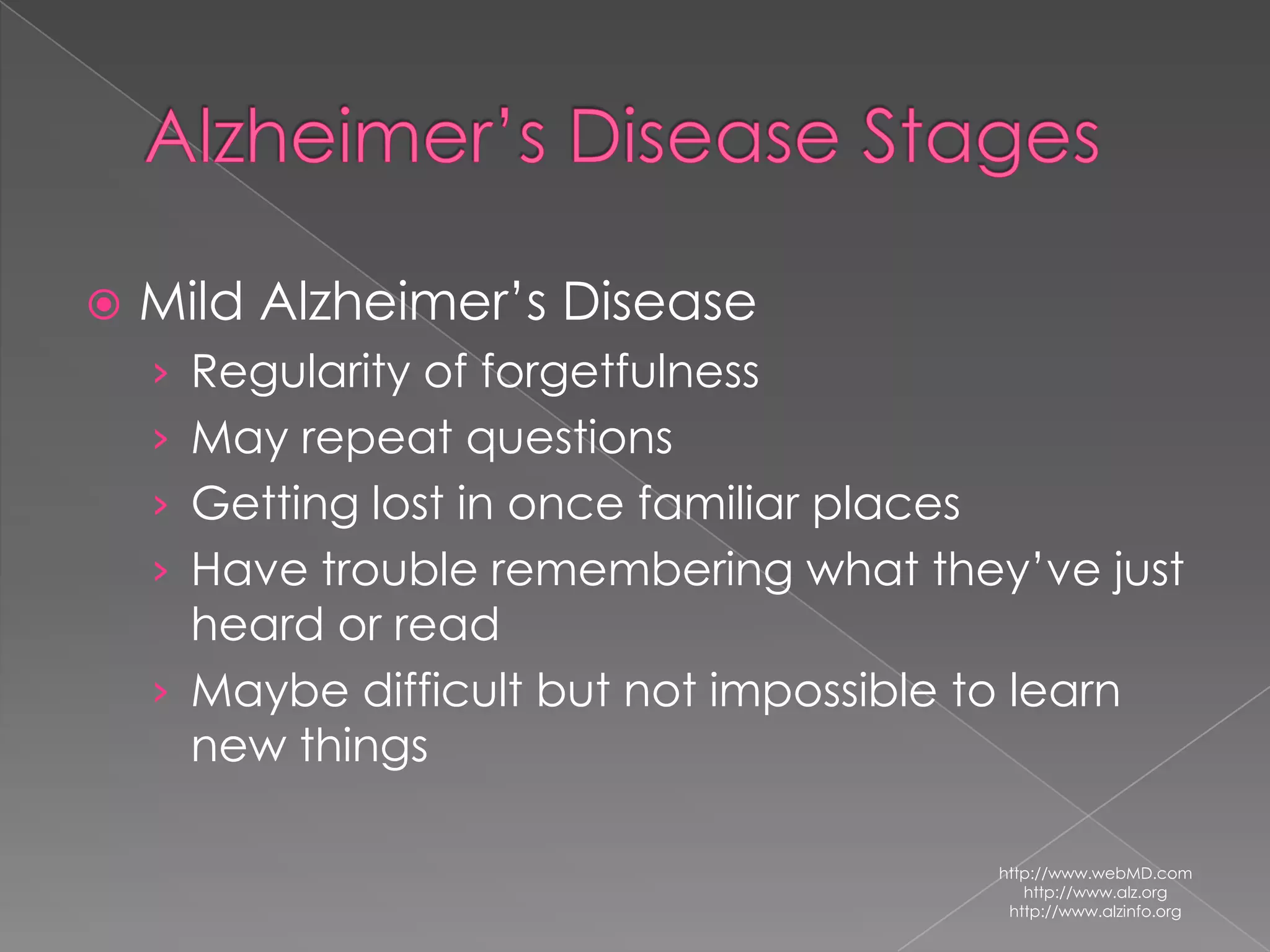 Alzheimer’s disease signs and symptoms | PPTX