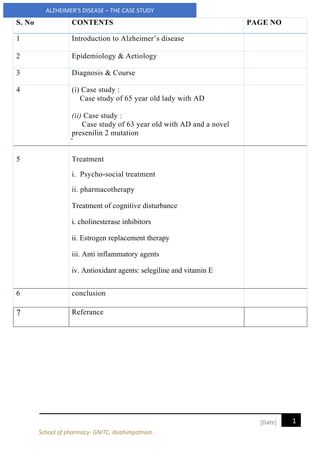 Alzheimer's disease - A detailed case study | PDF