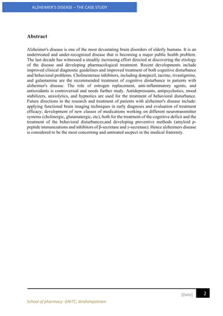 Alzheimer's disease - A detailed case study | PDF