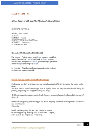 Alzheimer's disease - A detailed case study | PDF