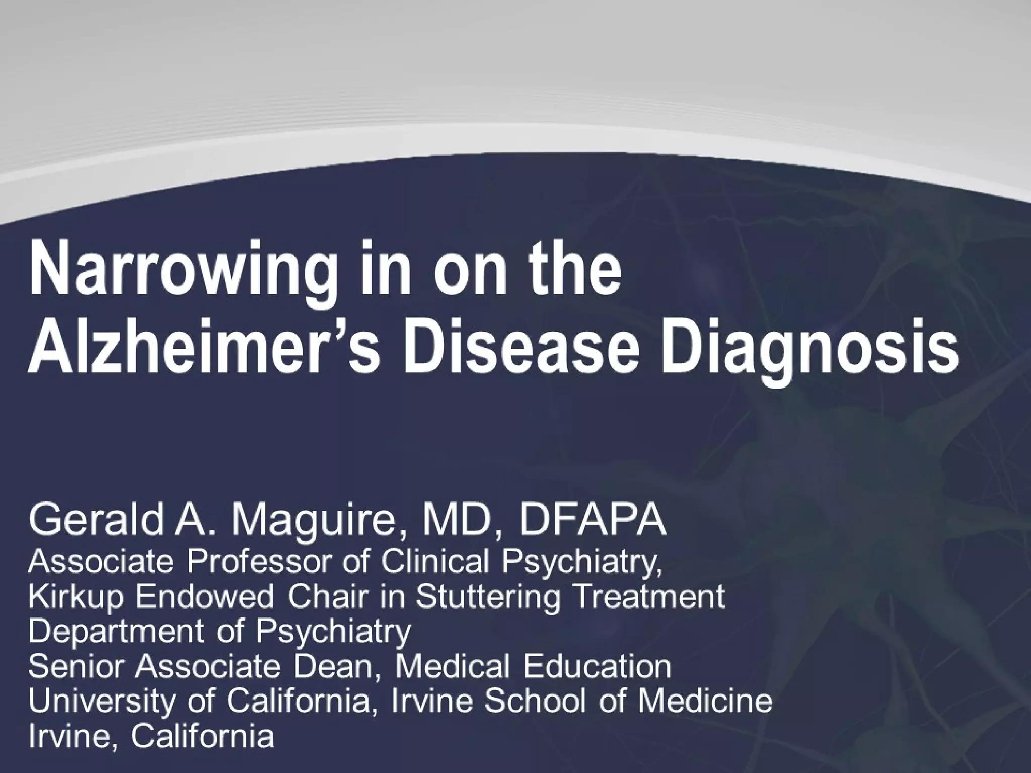 Alzheimers disease slide presentation | PPT