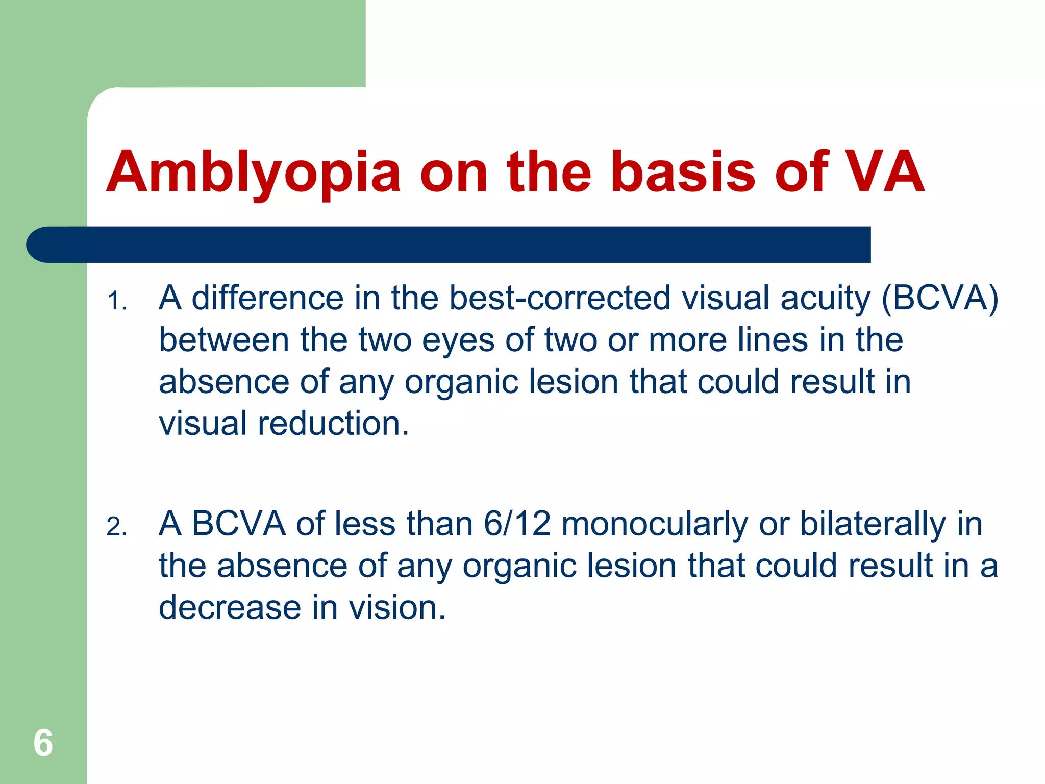 Amblyopia, Diagnosis and Management | PPT
