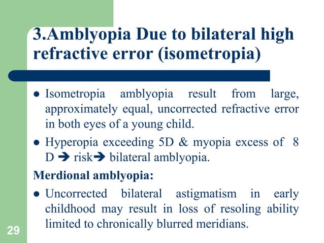 Amblyopia, Diagnosis and Management