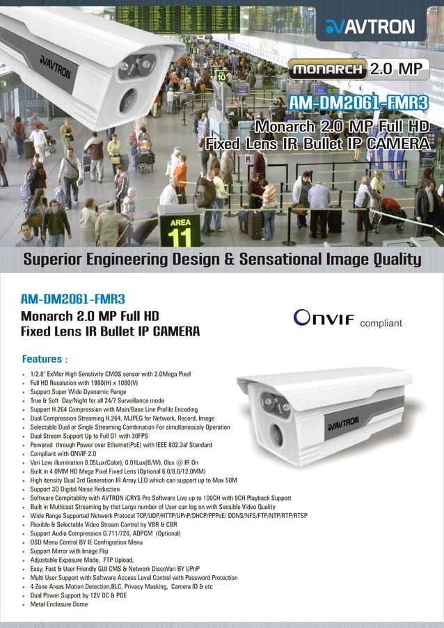 Am dm2061-fmr3- Avtron bullet ip camera | PDF