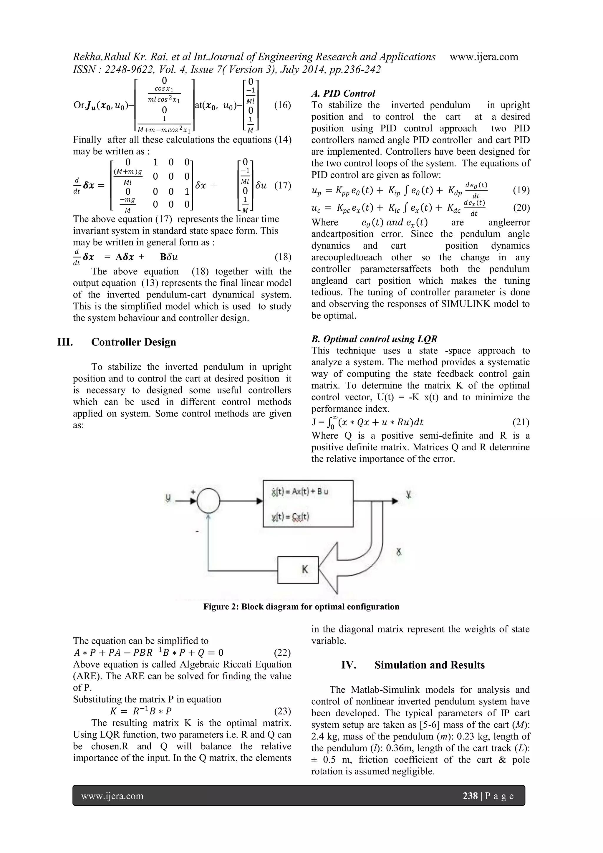 Design and Simulation of Different Controllers for Stabilizing Inverted Pendulum System | PDF ...