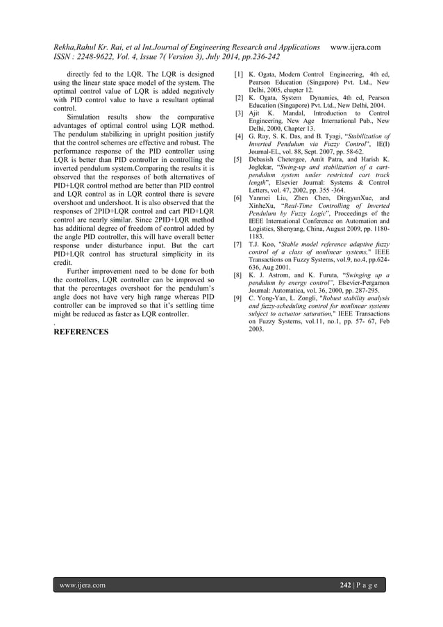 Design and Simulation of Different Controllers for Stabilizing Inverted Pendulum System | PDF