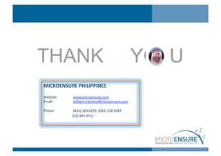 RRT 2010 - MicroEnsure on Microinsurance | PPT